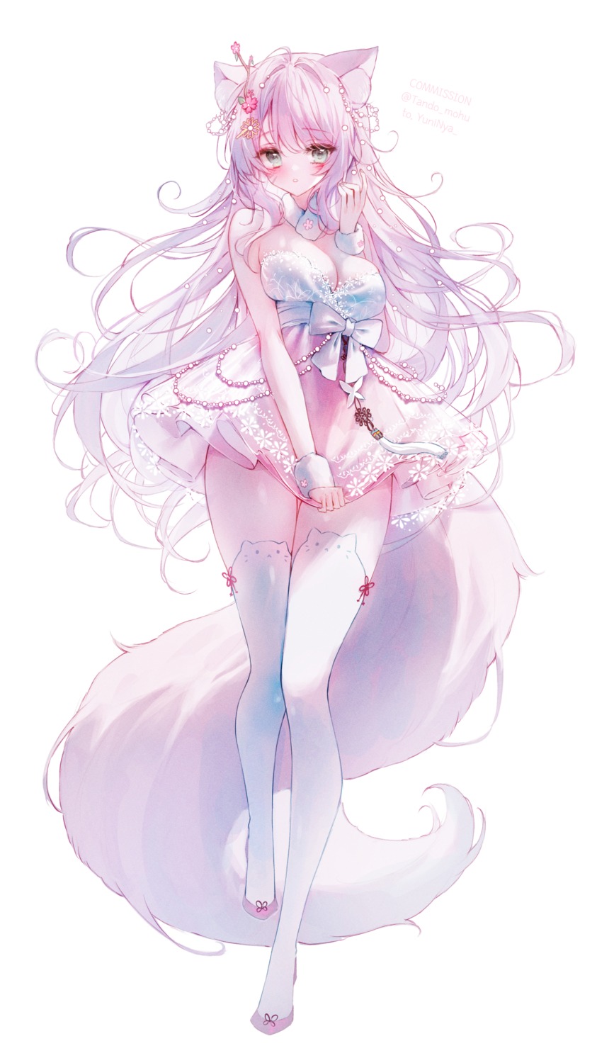 tandohark animal ears cleavage dress nekomimi tail thighhighs | #983842 | yande.re